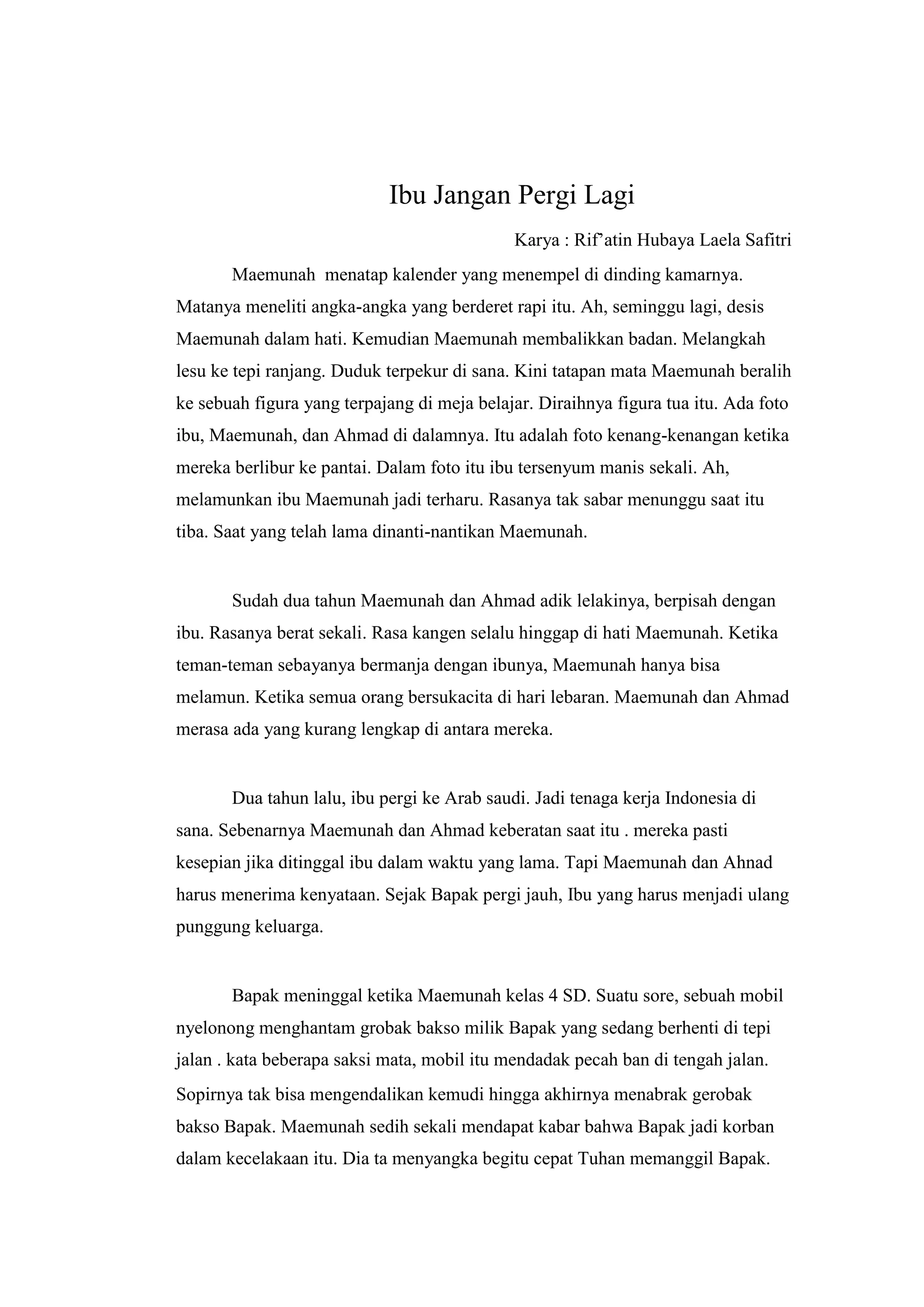 Ibu jangan pergi lagi | PDF