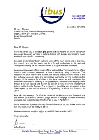 Letter to National Transport Authority | 15.12.10