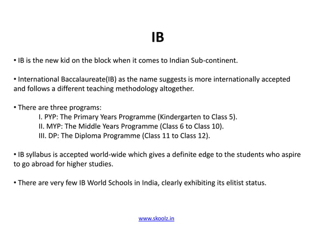 CBSE Vs ICSE Vs IB Schools | PPT