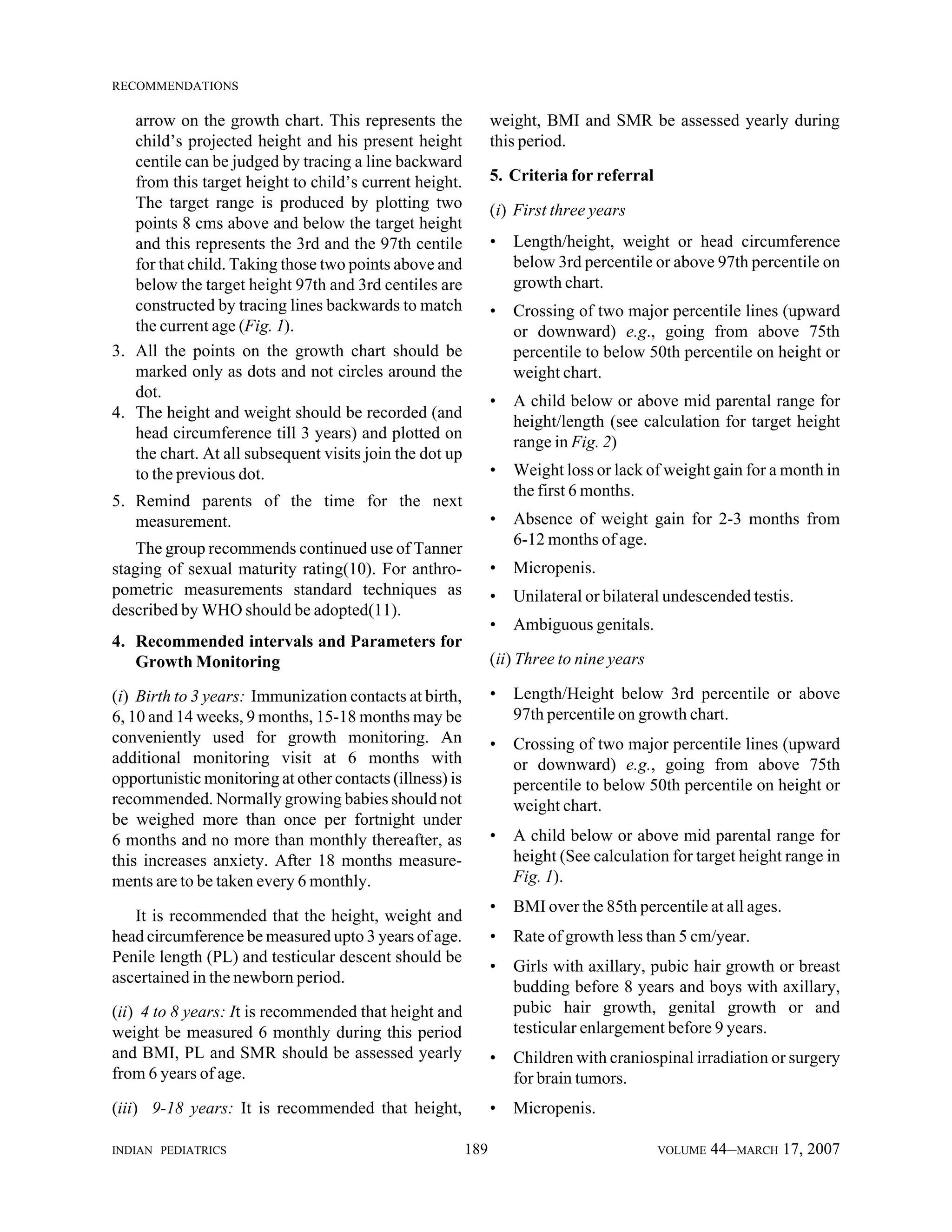 IAP Growth Monitoring Guidelines for Children from Birth to 18 Years | PDF