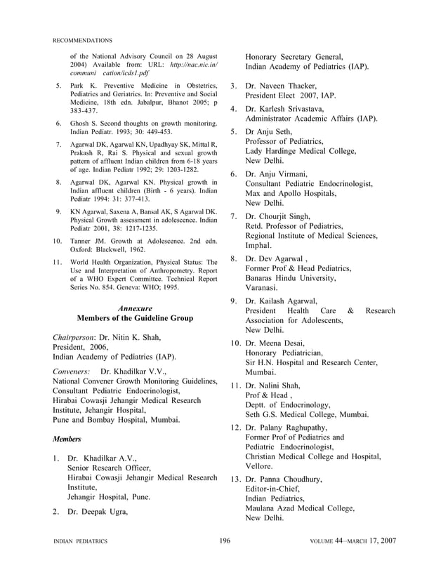 IAP Growth Monitoring Guidelines for Children from Birth to 18 Years | PDF