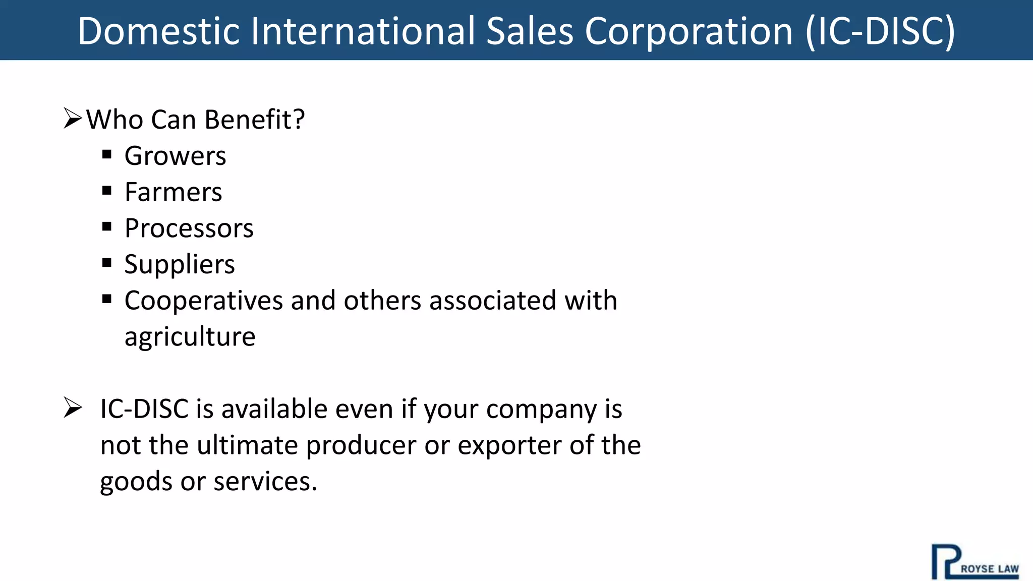 IC-DISC for the Agriculture Industry | PPTX | Business Accounting ...