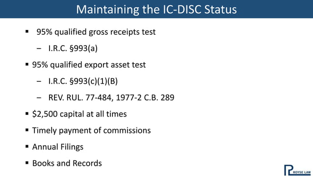 IC-DISC for the Agriculture Industry | PPT