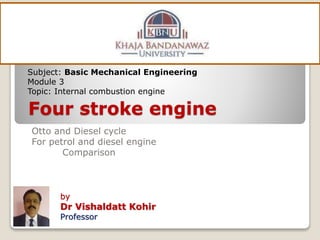 Working of four stroke petrol engine and comparison between petrol and ...