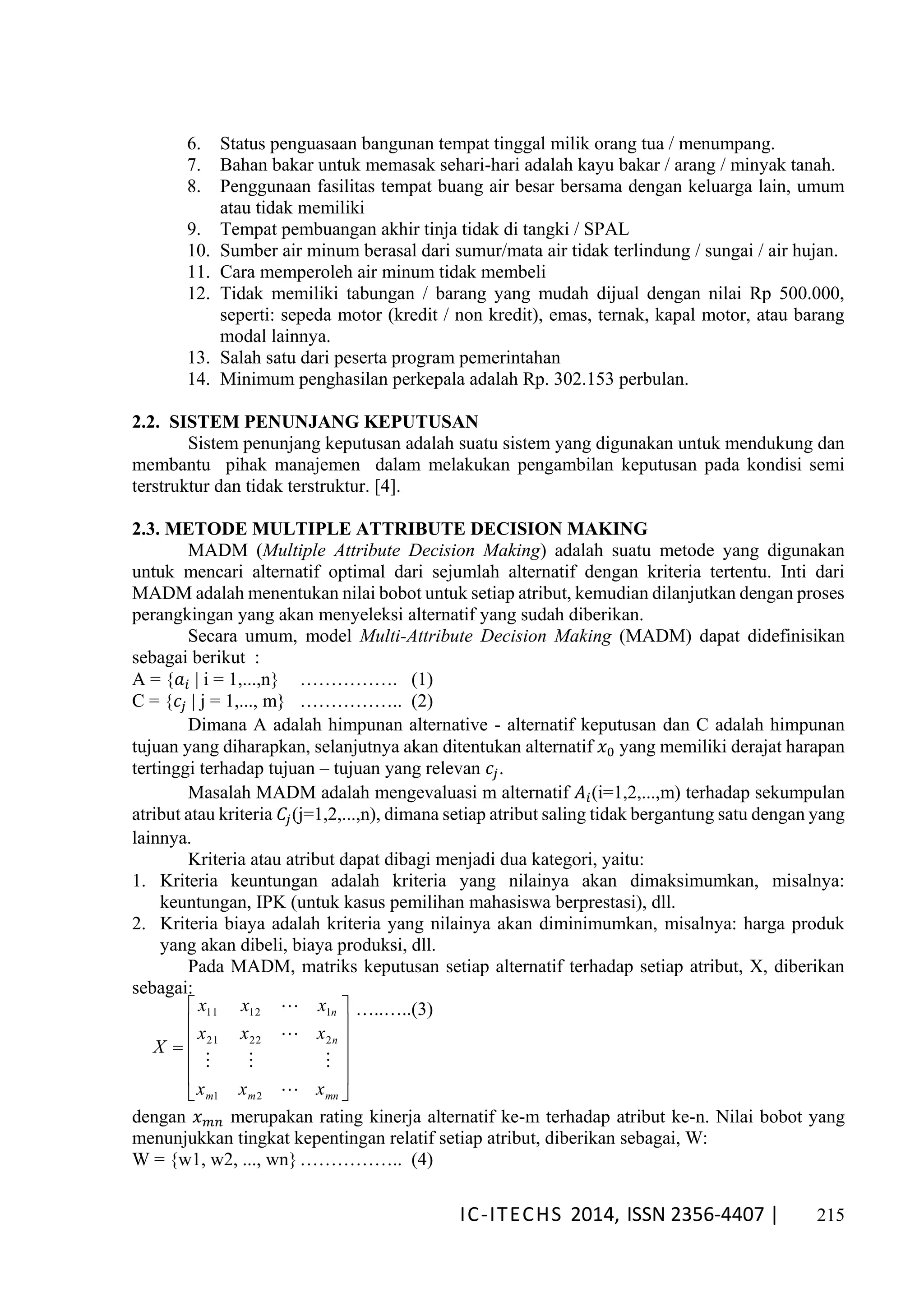 Sistem Penunjang keputusan untuk menentukan rangking taraf hidup ...