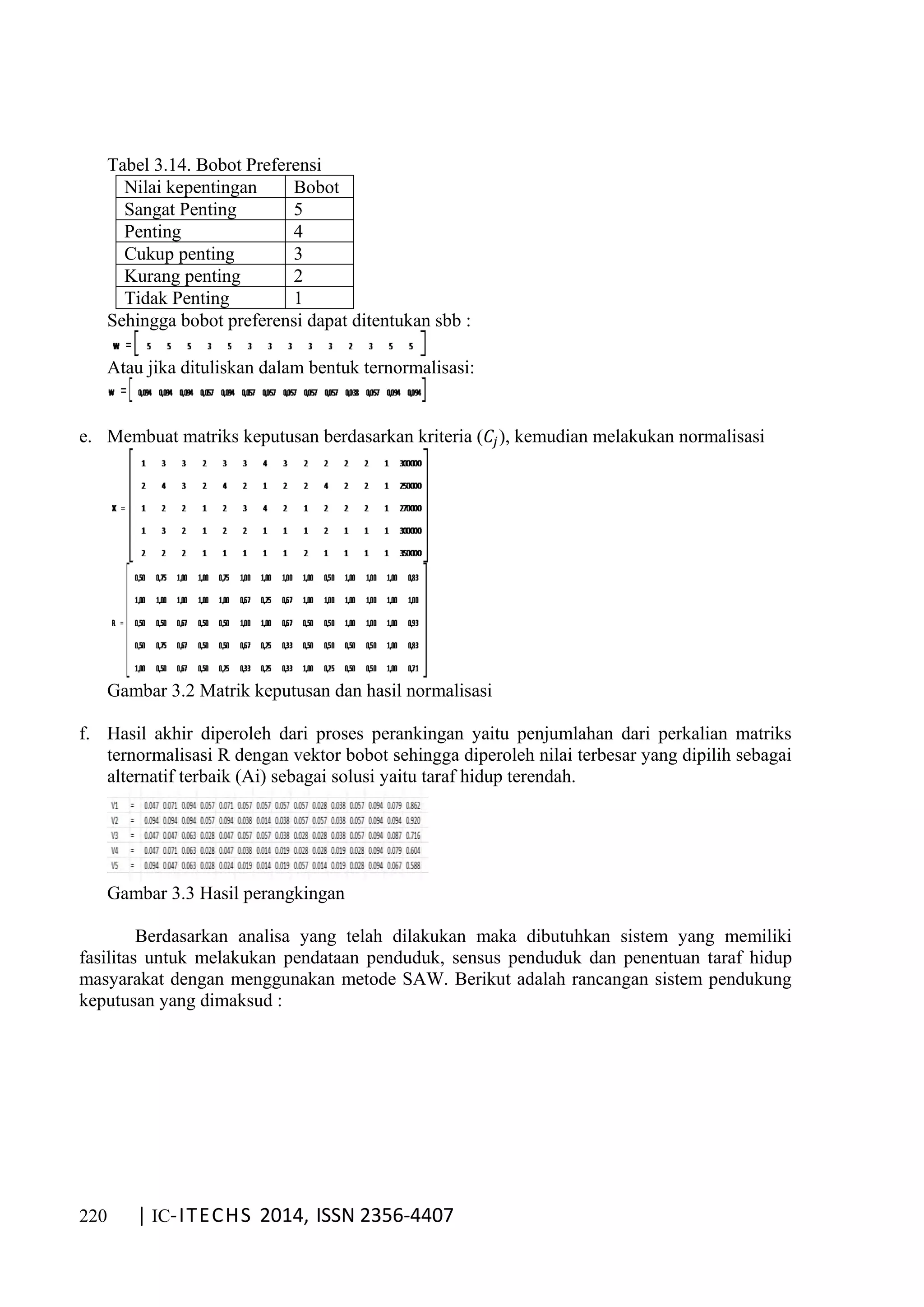 Sistem Penunjang keputusan untuk menentukan rangking taraf hidup ...