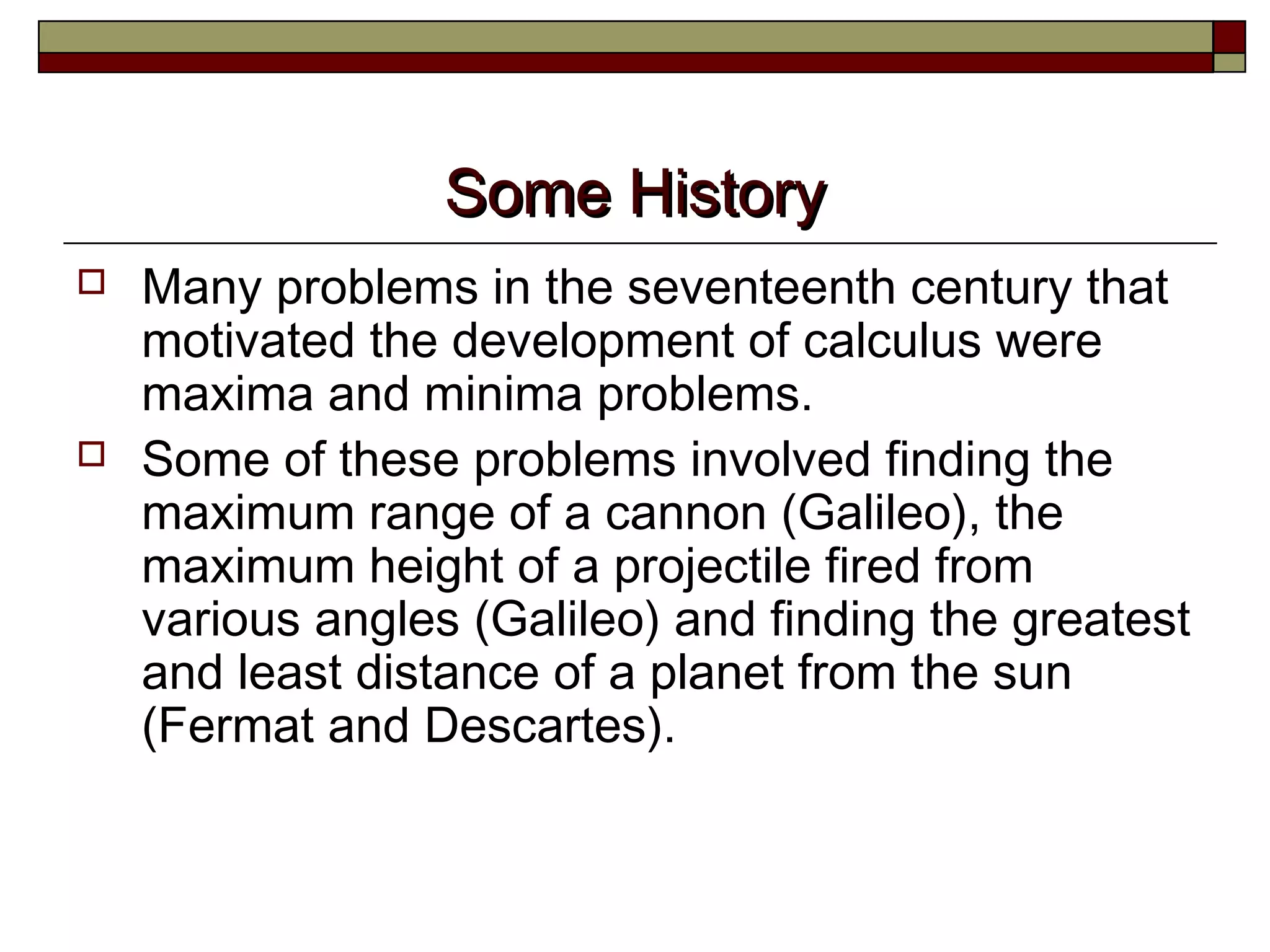 Concepts of Maxima And Minima | PPT