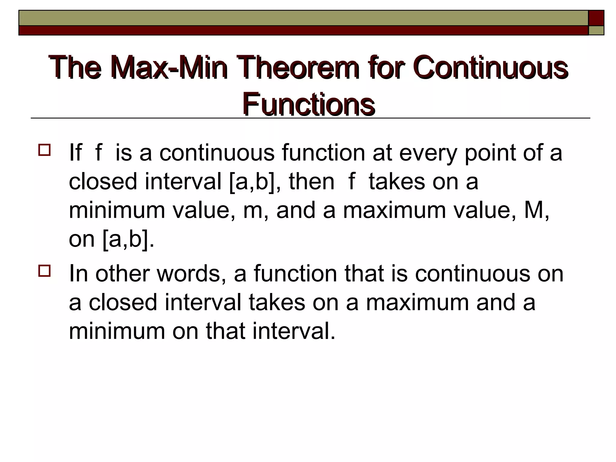 Concepts of Maxima And Minima | PPT