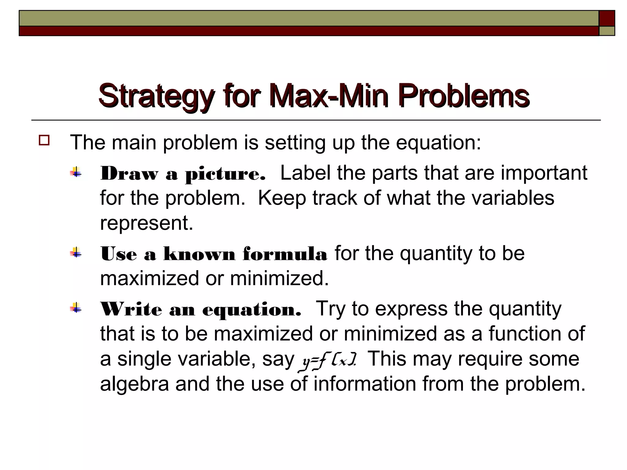 Concepts of Maxima And Minima | PPT