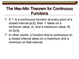 Concepts of Maxima And Minima | PPT