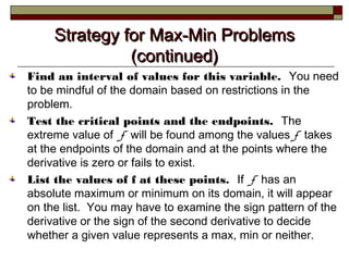 Concepts of Maxima And Minima | PPT