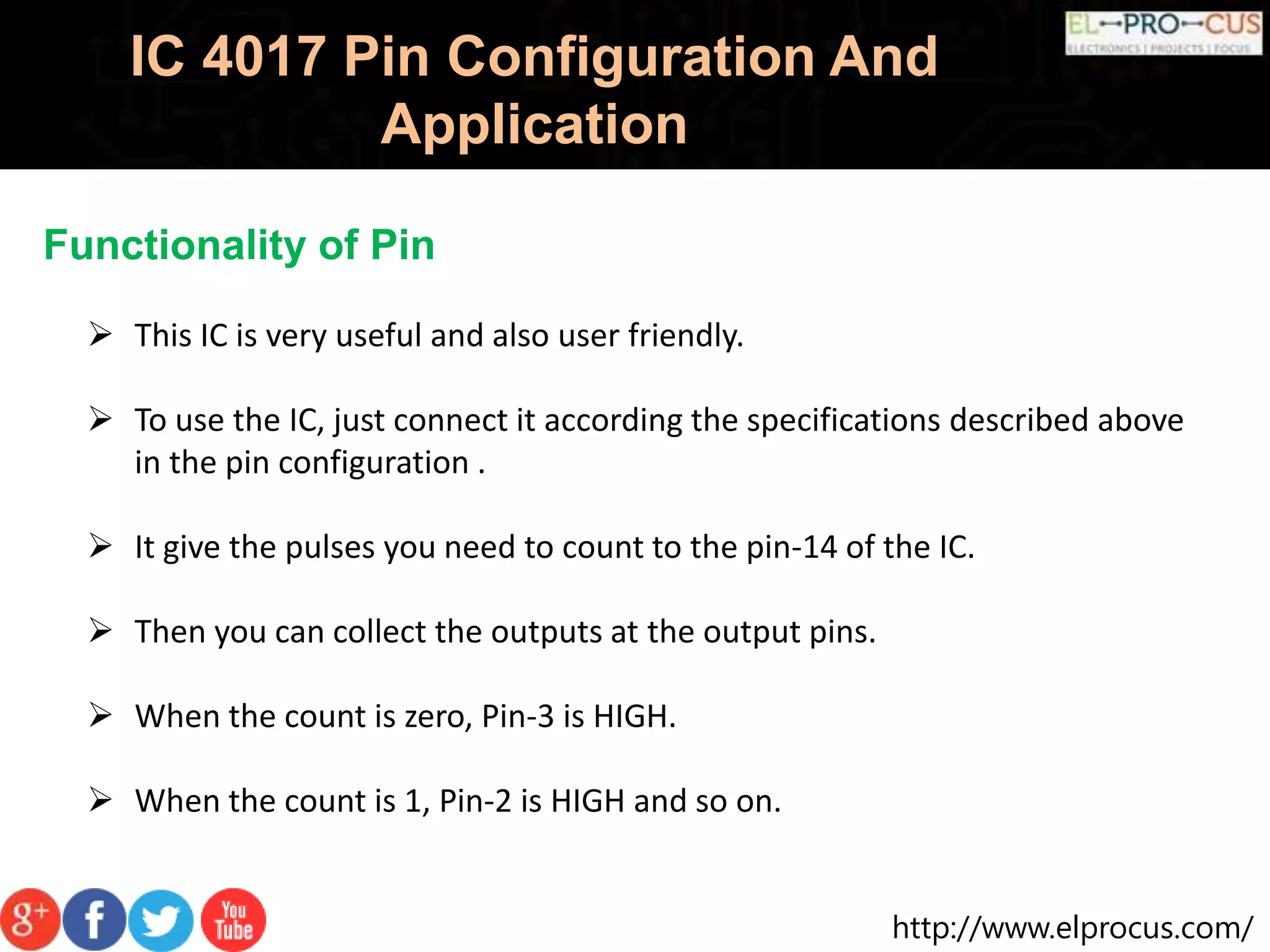 IC 4017 Pin Configuration and Its Application | PPTX