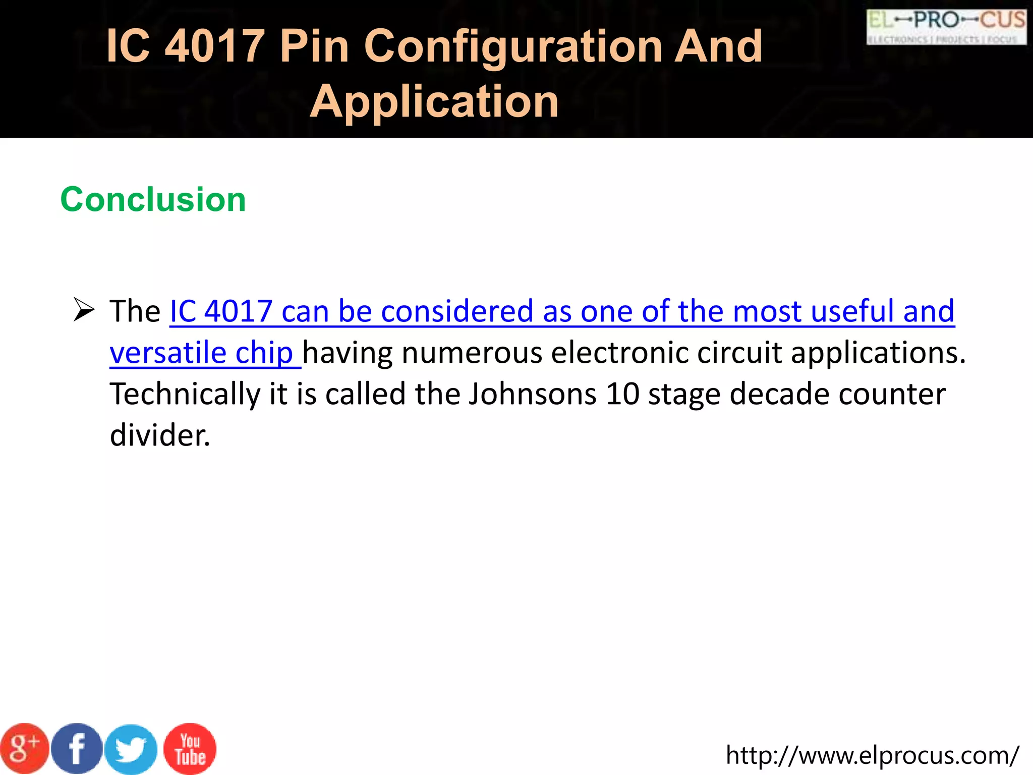 IC 4017 Pin Configuration and Its Application | PPTX