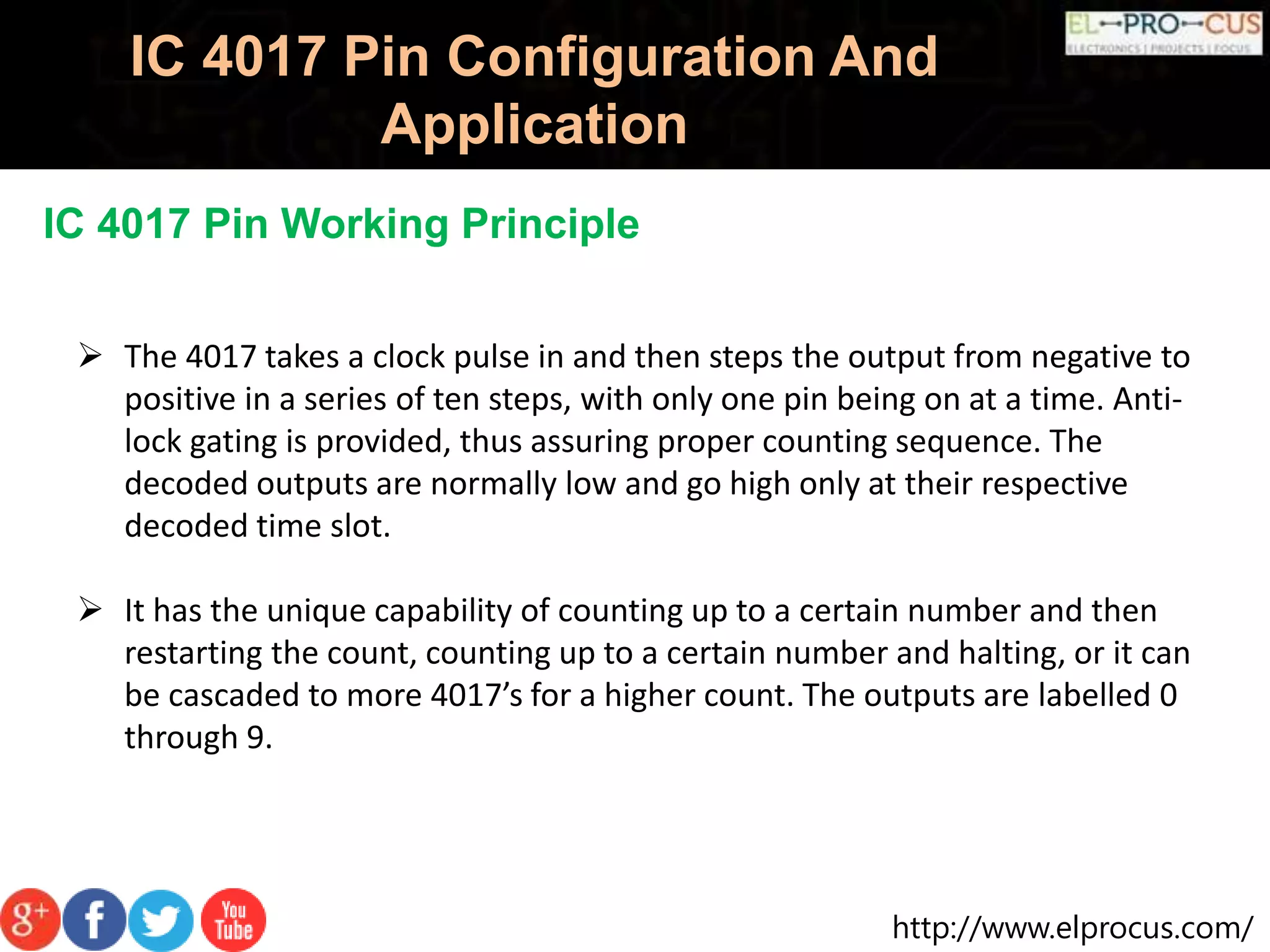 IC 4017 Pin Configuration and Its Application | PPTX