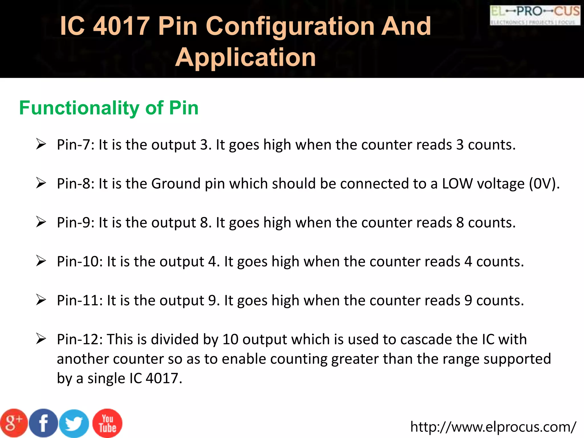 IC 4017 Pin Configuration and Its Application | PPTX