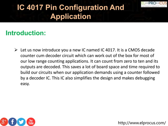 IC 4017 Pin Configuration and Its Application | PPTX