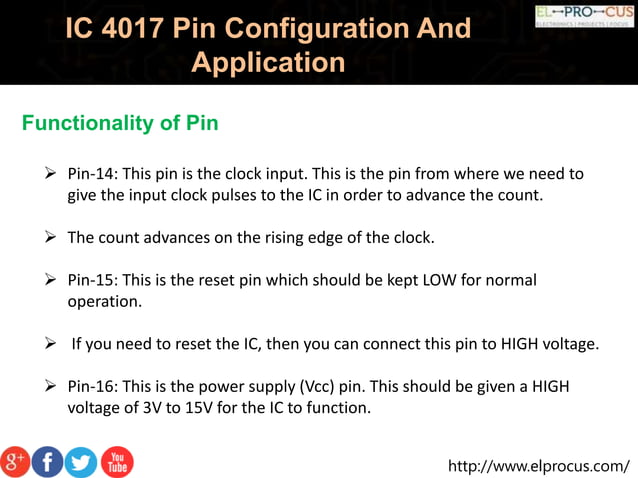 IC 4017 Pin Configuration and Its Application | PPTX