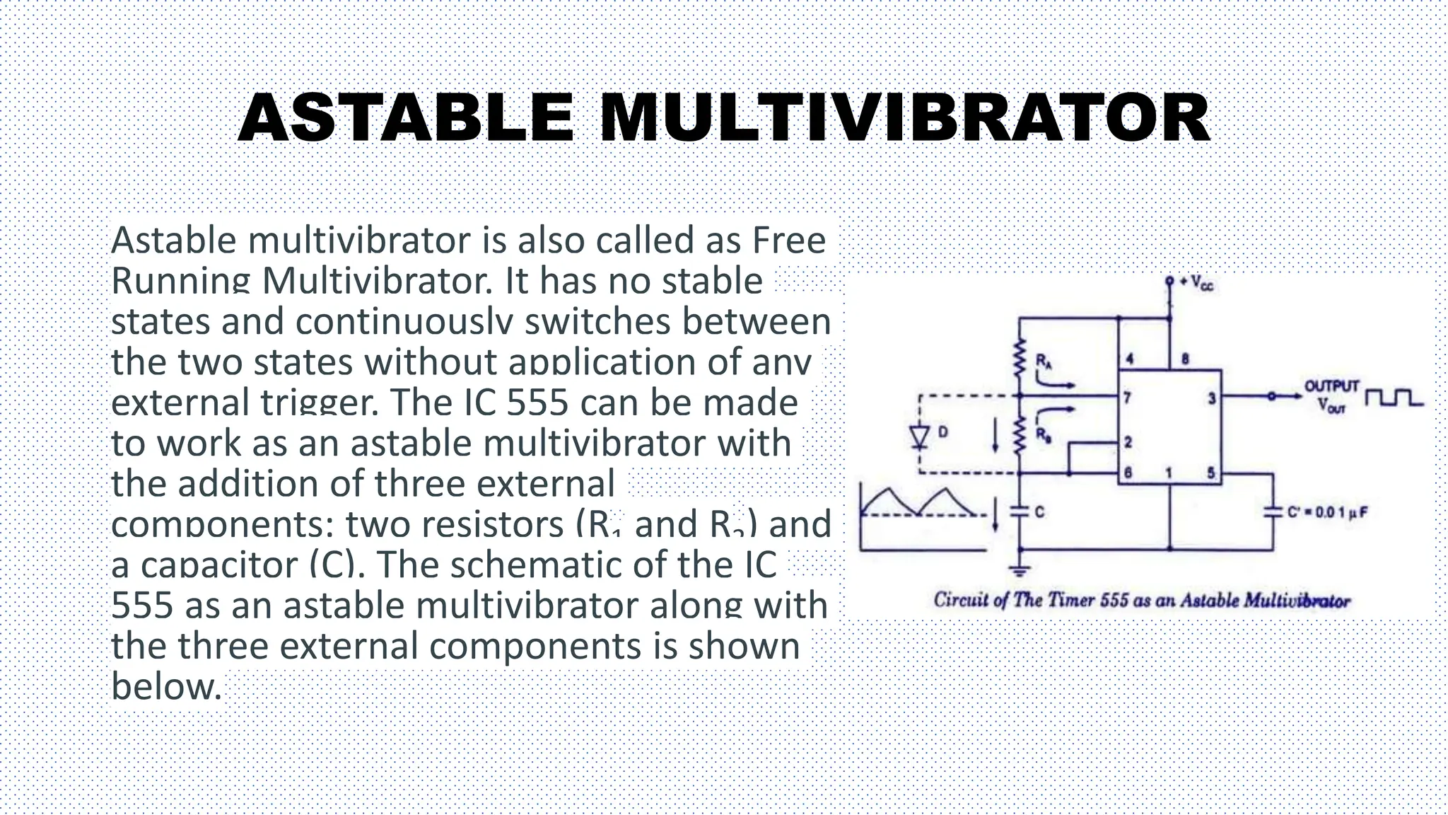 IC 555 TIMER Introduction, Modes & Application.pptx