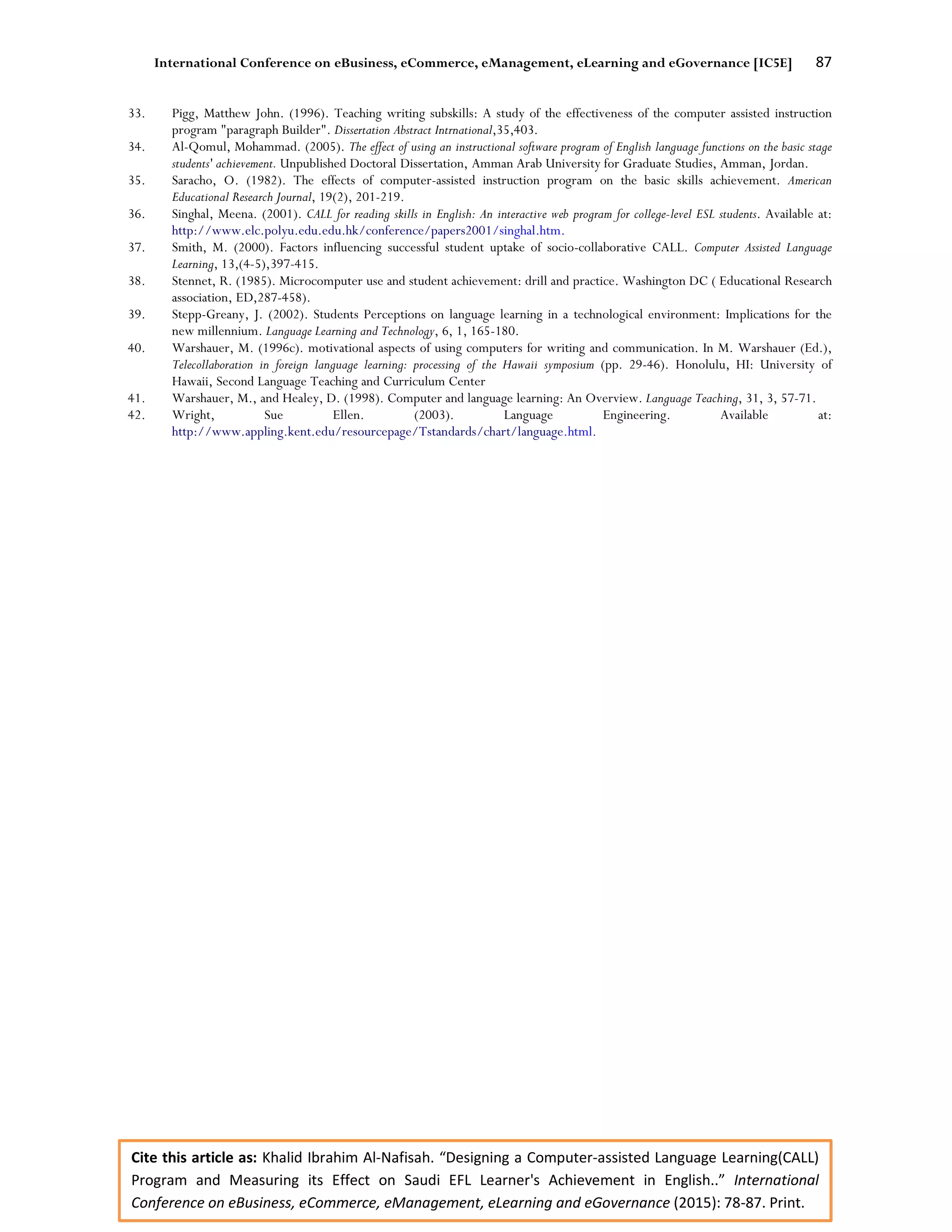 Designing A Computer Assisted Language Learningcall Program And