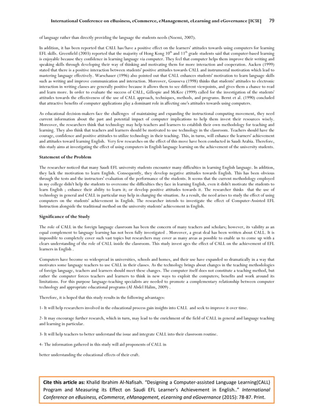 Designing a Computer-assisted Language Learning(CALL) Program and Measuring its Effect on Saudi ...