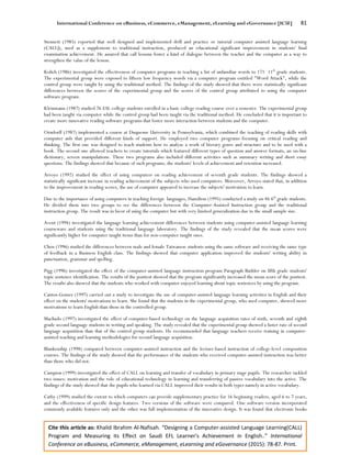 Designing a Computer-assisted Language Learning(CALL) Program and Measuring its Effect on Saudi ...