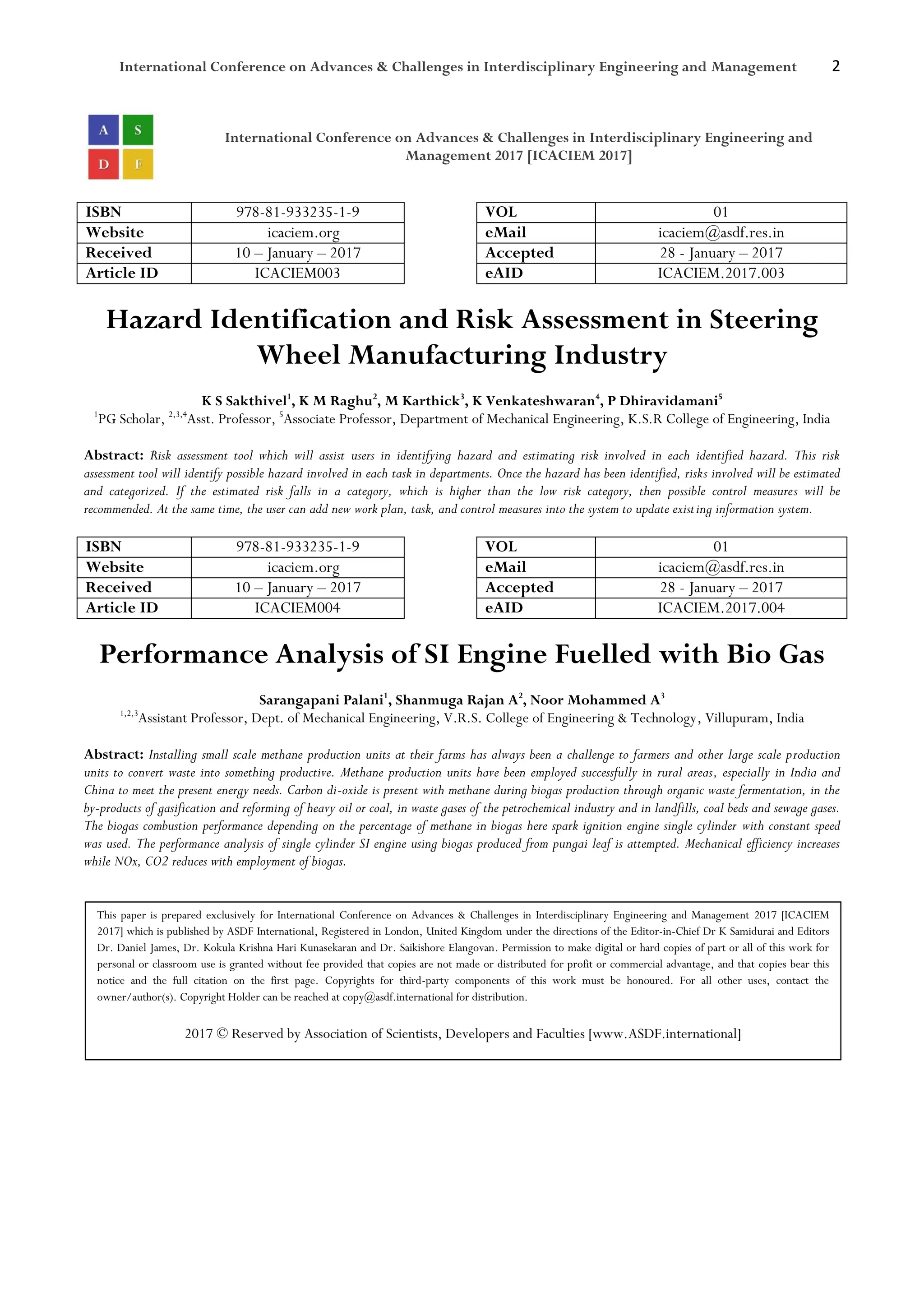Hazard Identification and Risk Assessment in Steering Wheel ...