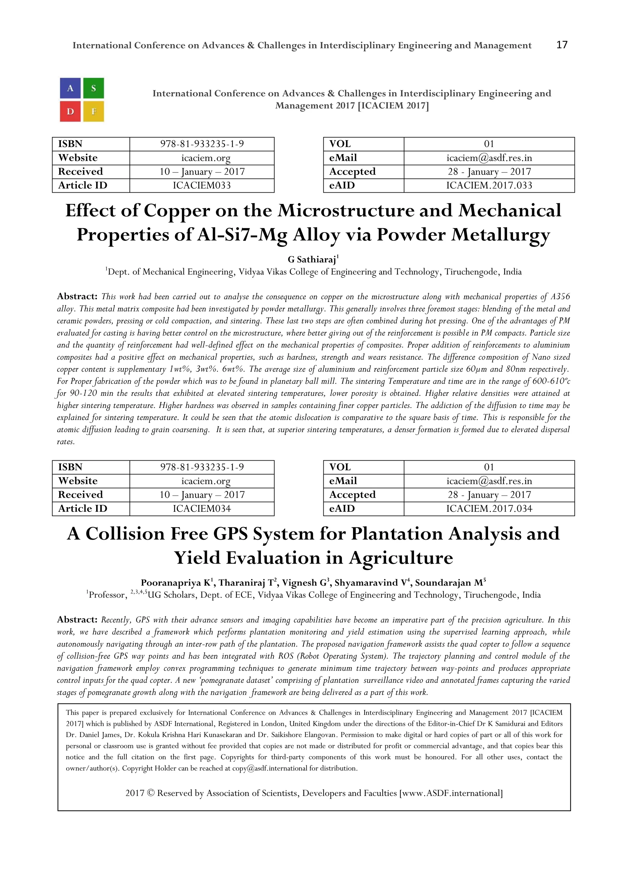 Effect of Copper on the Microstructure and Mechanical Properties of Al-Si7-Mg Alloy via Powder ...