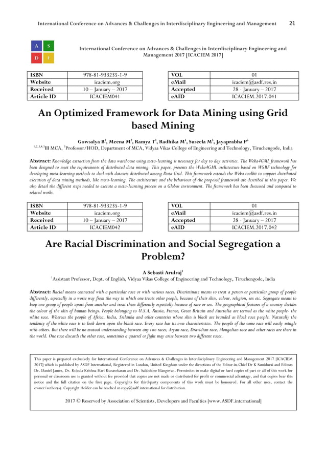 An Optimized Framework For Data Mining Using Grid Based Mining Pdf