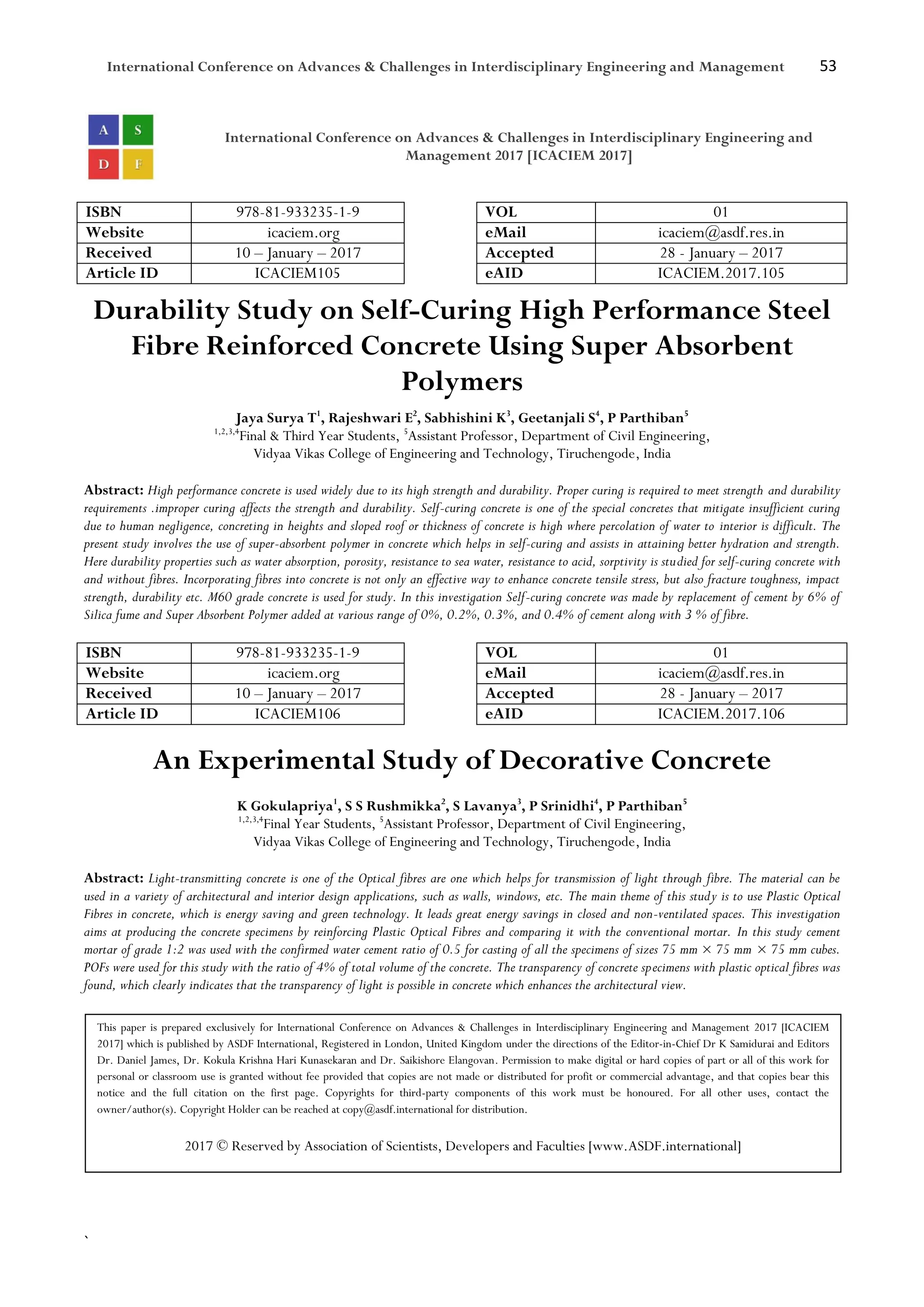Durability Study on Self-Curing High Performance Steel Fibre Reinforced ...