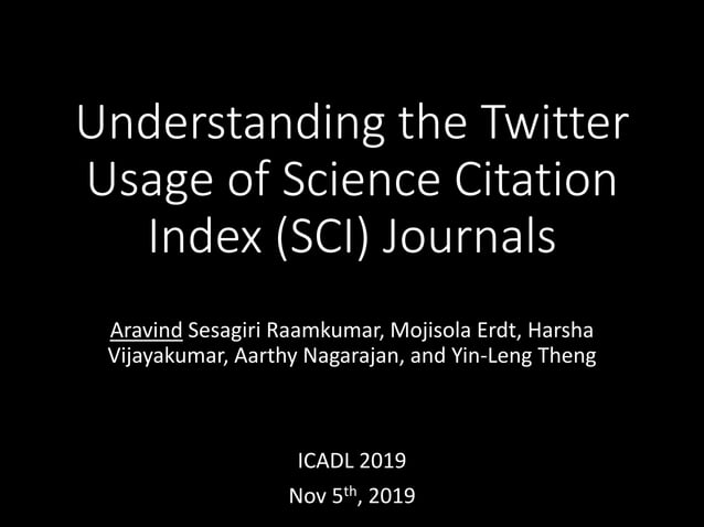 Understanding the Twitter Usage of Science Citation Index (SCI ...