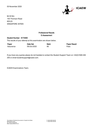 Icaew results letter (1) | PDF
