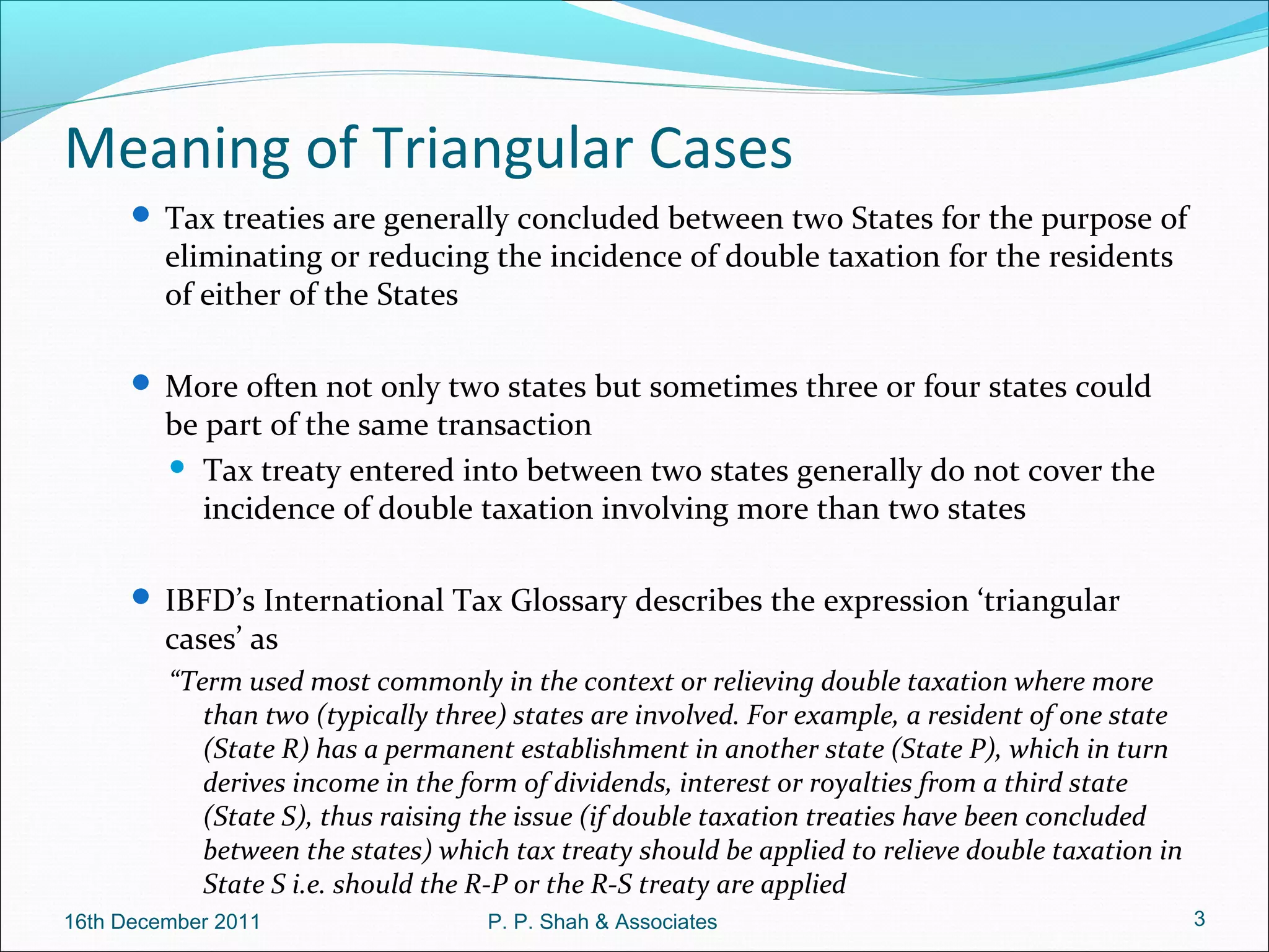 ICAI-Goa Branch - Presentation on Triangular Cases under DTAA - 16.12.2011