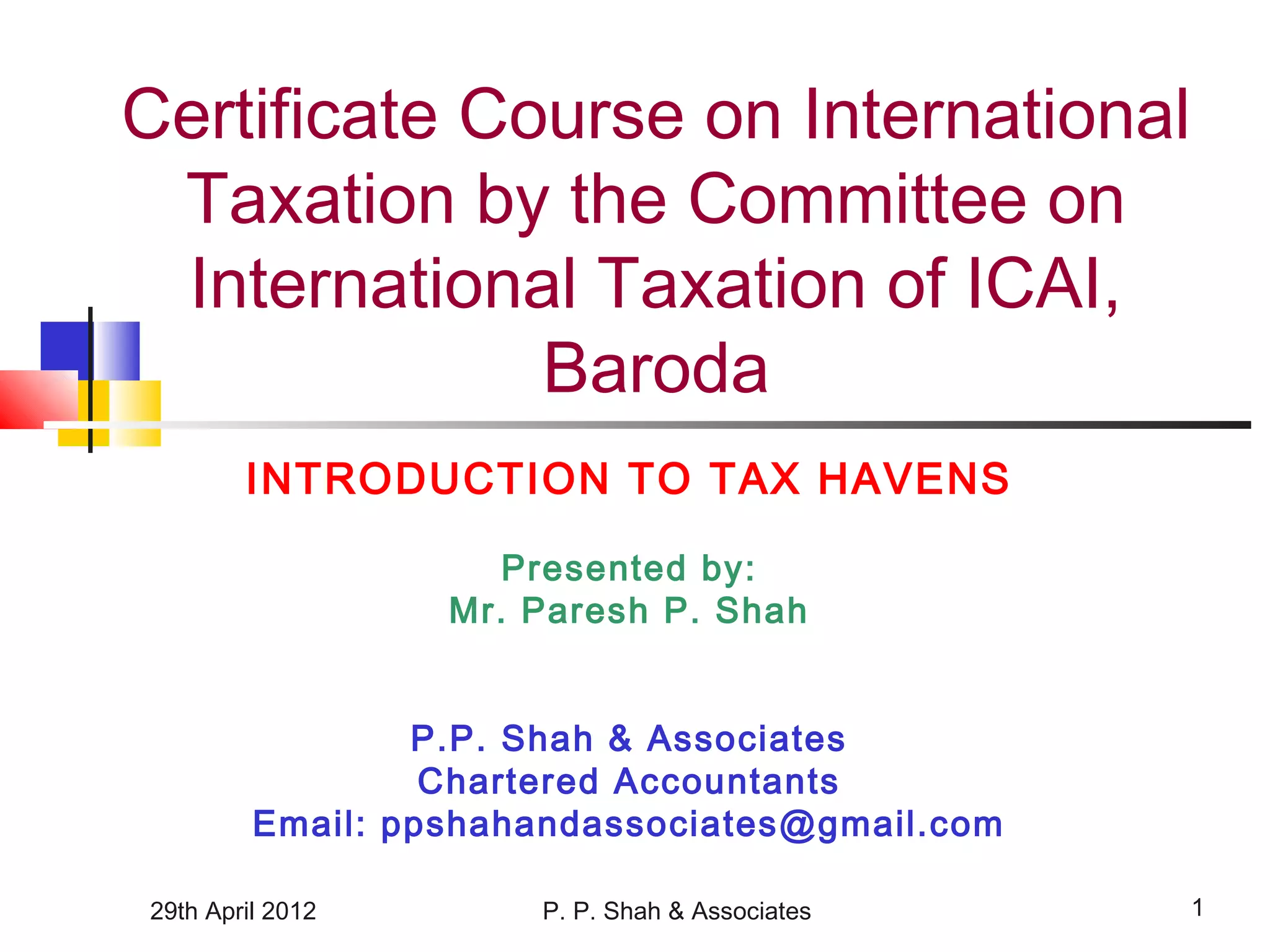 ICAI - Presentation on Tax Havens - 29.04.2012