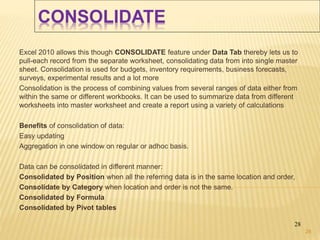 ppt on data tab in ms.excel | PPTX