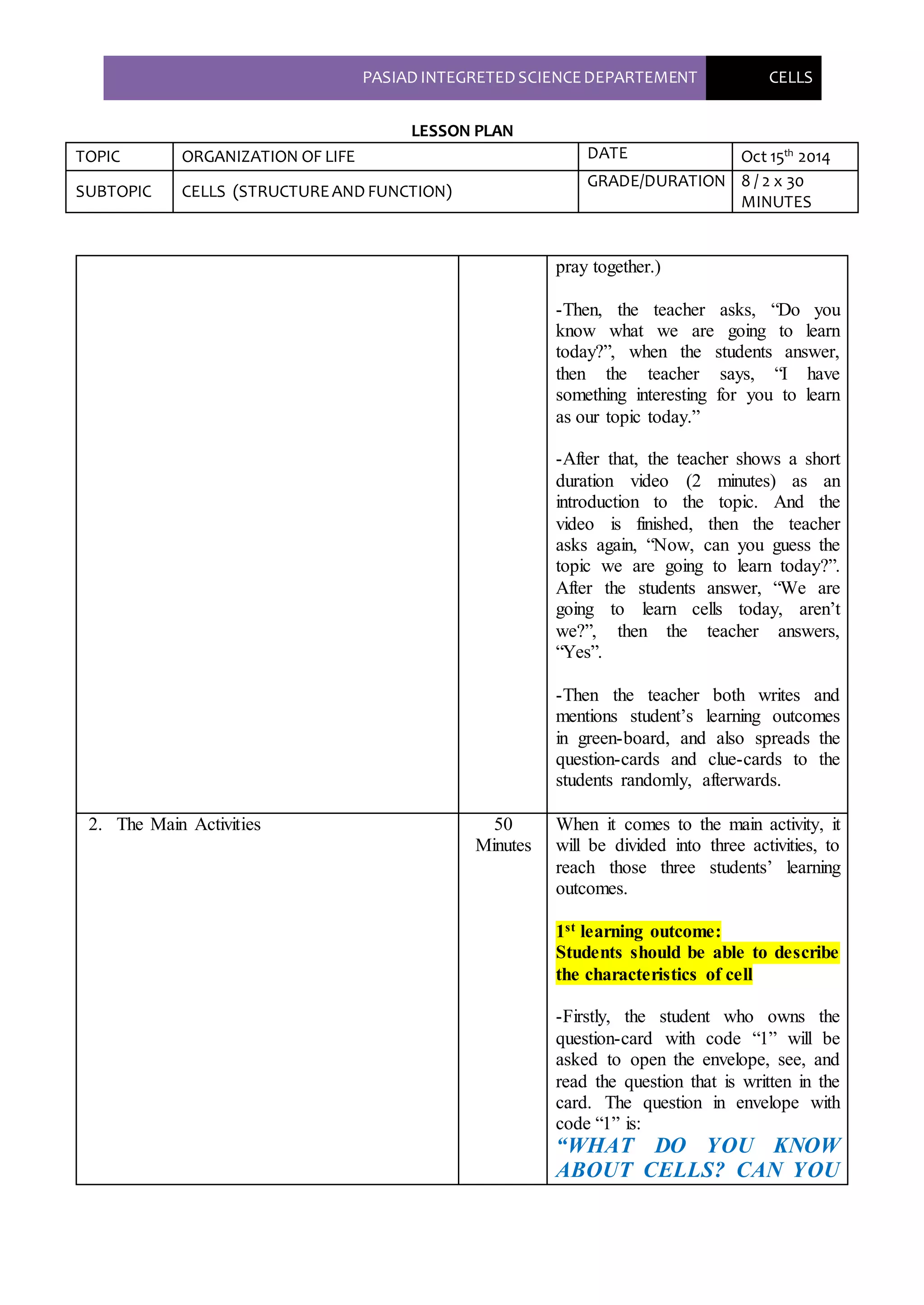 lesson plan skeletal system peer teaching | DOCX | Biological Sciences ...