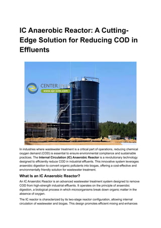 IC Anaerobic Reactor_ A Cutting-Edge Solution for Reducing COD in ...