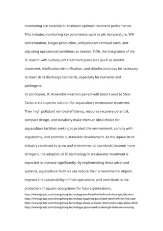 IC Anaerobic Reactors Improving Aquaculture Wastewater Treatment for ...