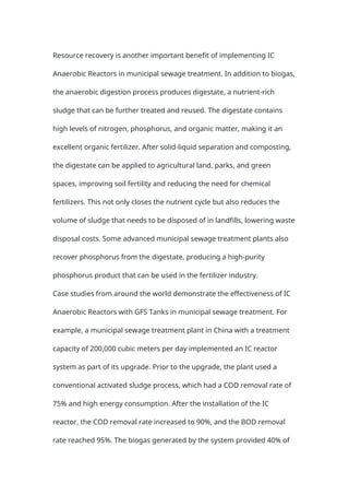 IC Anaerobic Reactors Transforming Municipal Sewage Treatment for ...