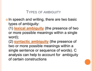 I C Analysis and Ambiguity | PPT
