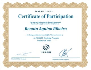 ICANN60 Certificate Coach Fellowship Program | PDF