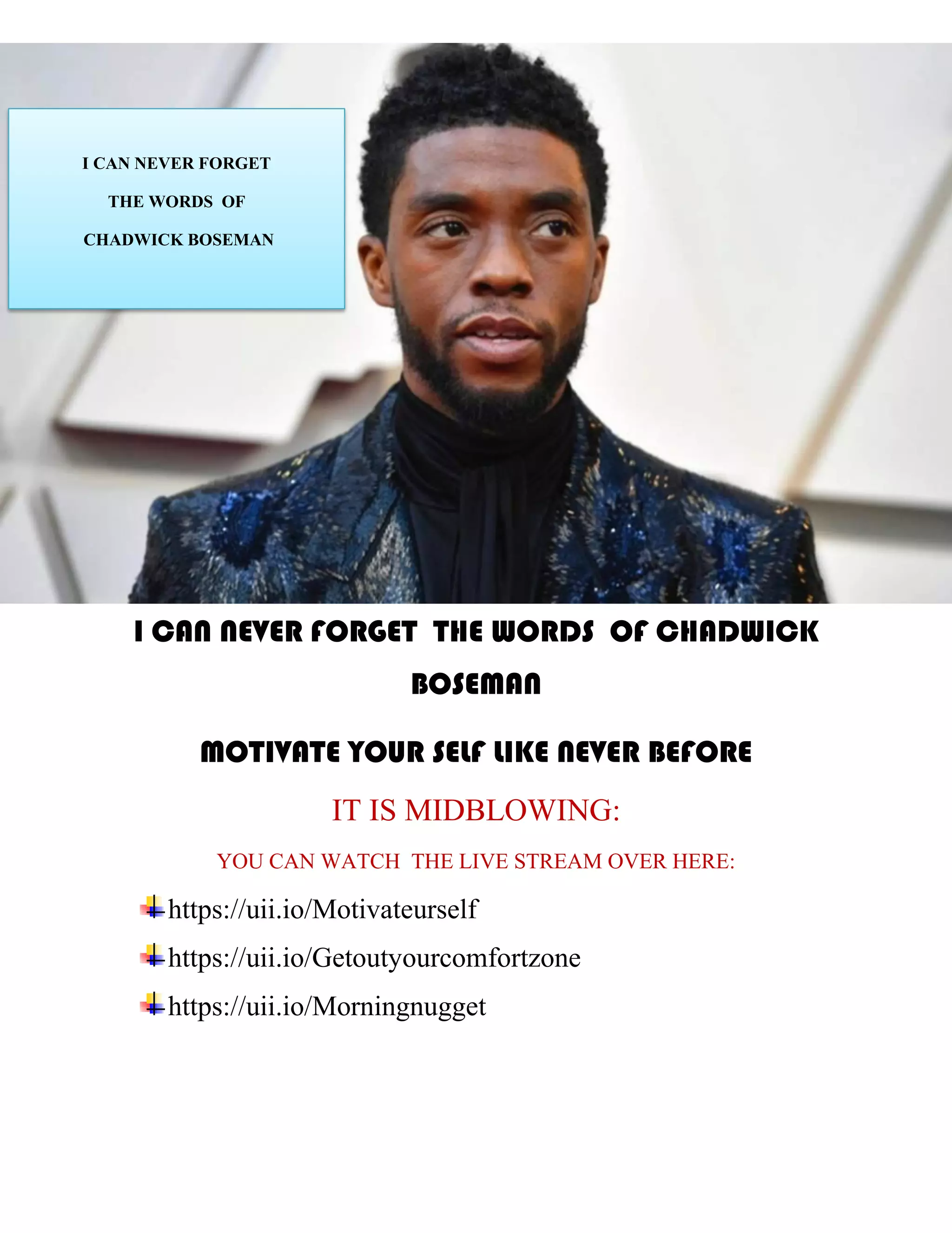 I can never forget the words of chadwick boseman | PDF