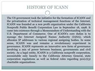 ICANN & its role in controlling domain name | PPTX