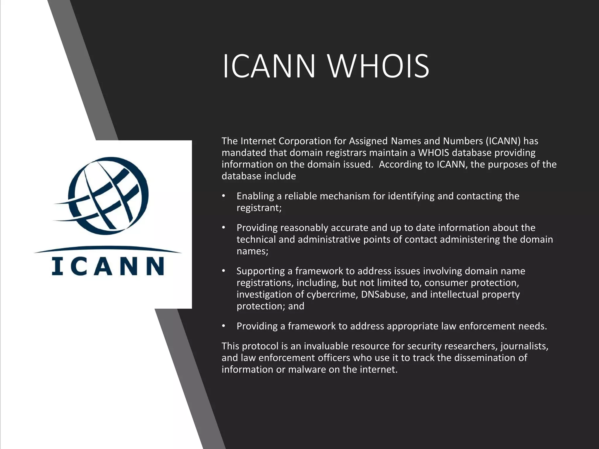 ICANN WhoIs Backgrounder | PPT