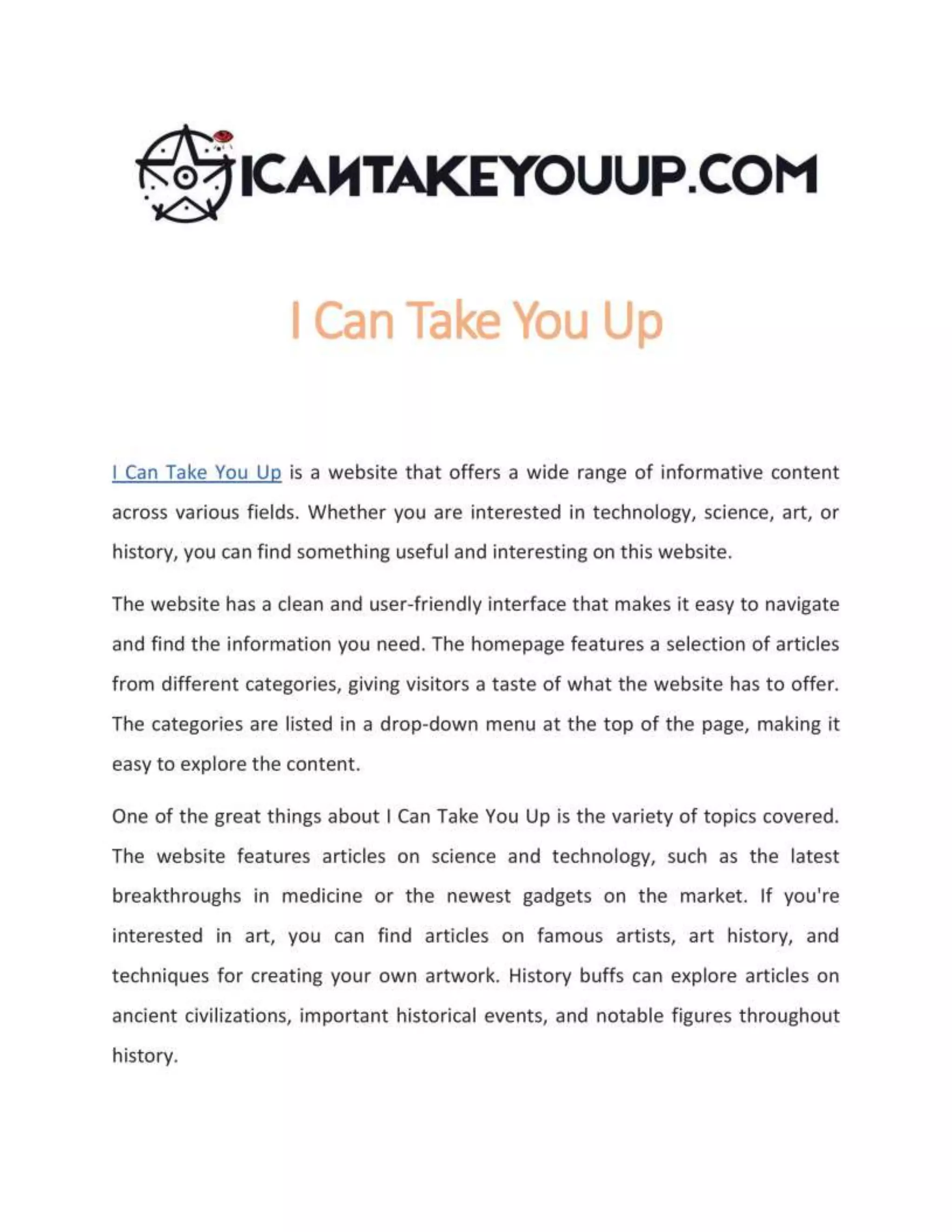 I Can Take You Up..ppt