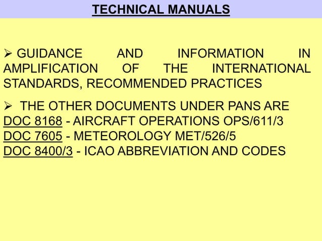 ICAO PUBLICATIONS.ppt | Air Travel | Travel Type