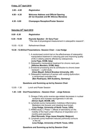 8º Conferencia Internacional de Avances en Osteopatia Medica | PDF
