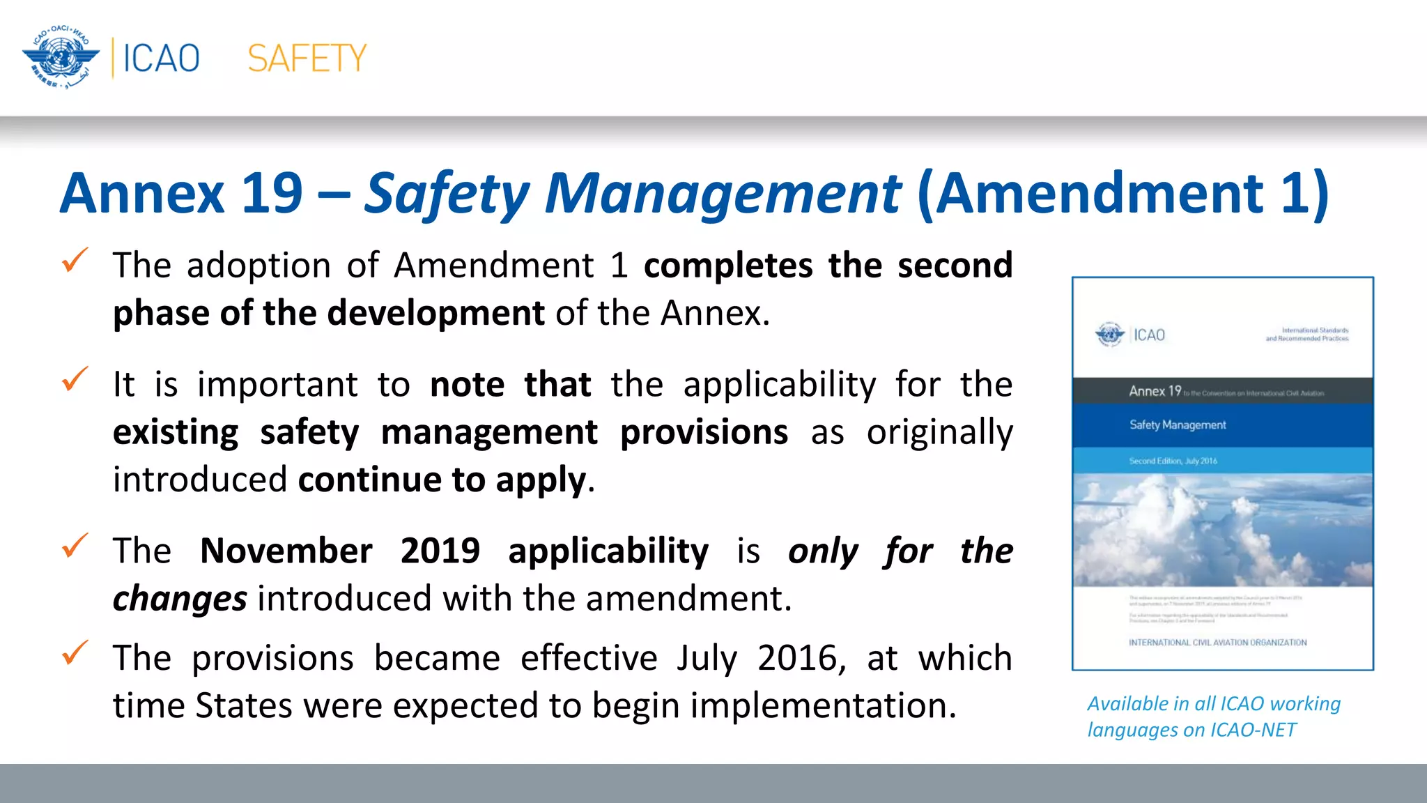 ICAO Safety Management SARPs - Development and Evolution | PDF