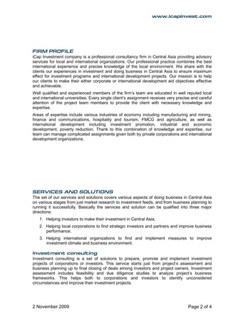 iCap Investment | PDF | Management Consulting Industry | Industries