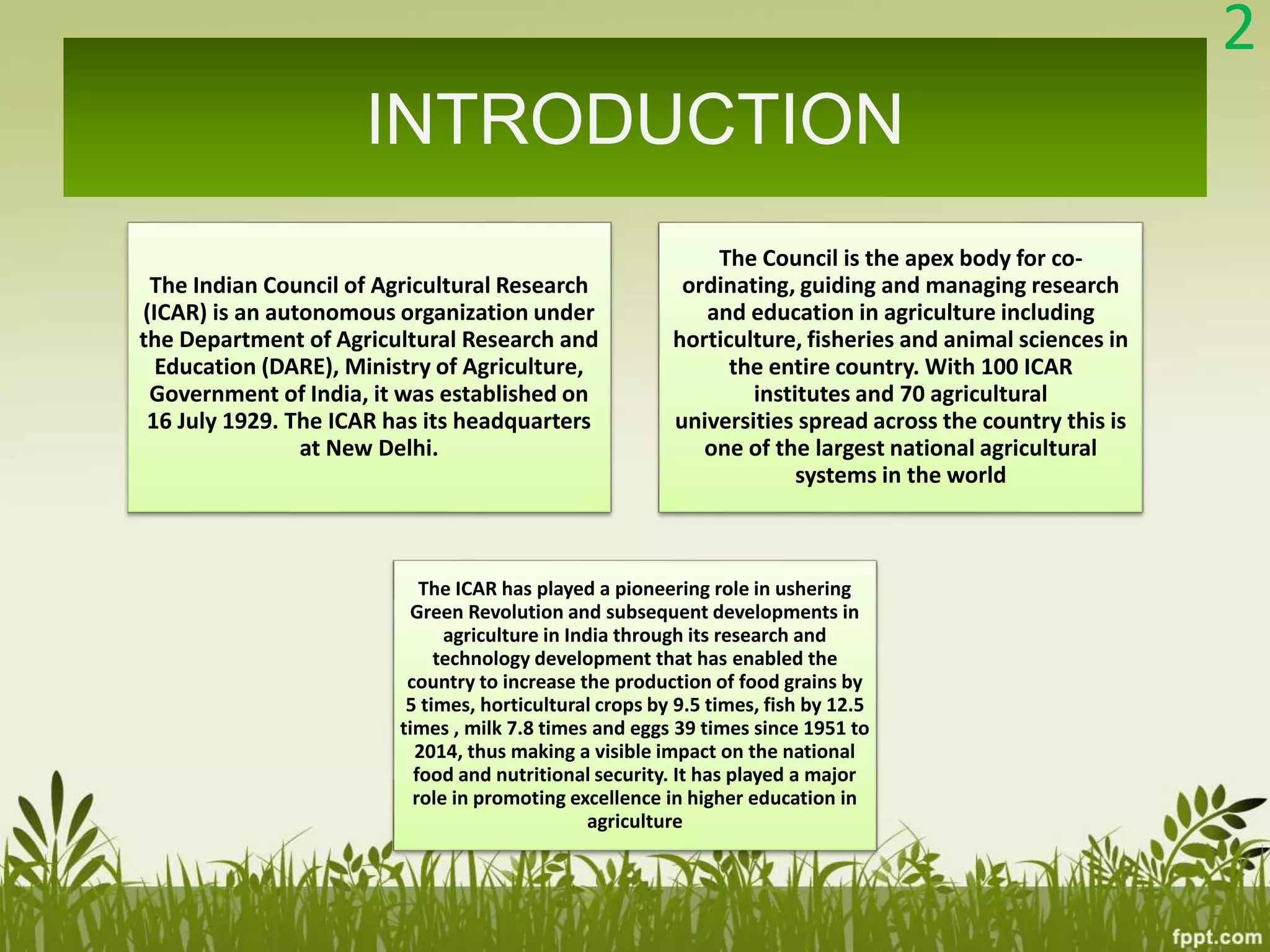 Indian Council of Agricultural Research (ICAR) | PPTX