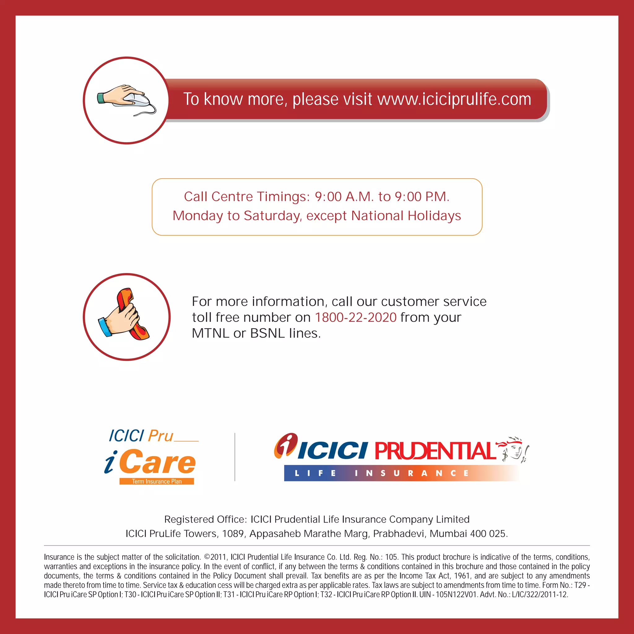 I care ICICI Term Plan brochure | PDF